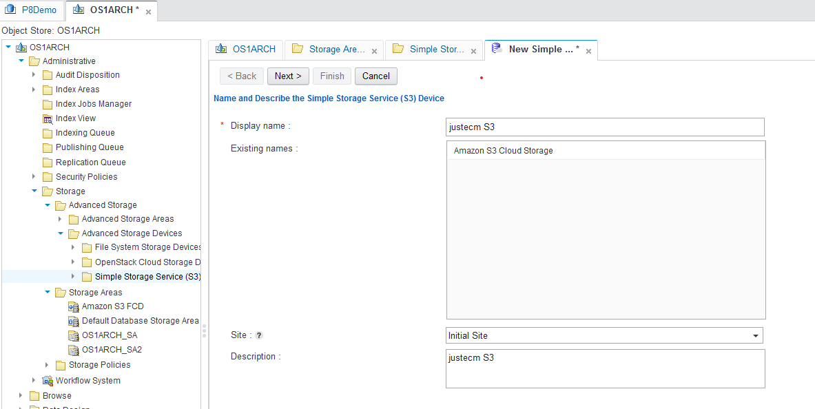 Ibm Filenet Creating Amazon S3 Advanced Storage Area In Filenet P8 4454