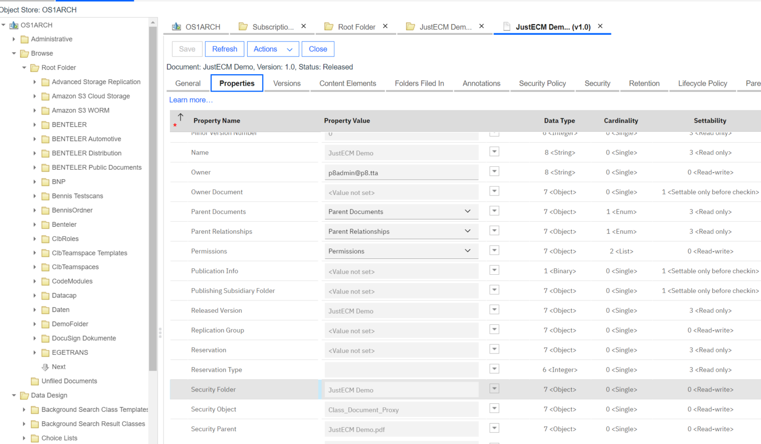 Ibm Filenet Inheritance Of Folder Permissions On Documents Added To The Folder Justecm